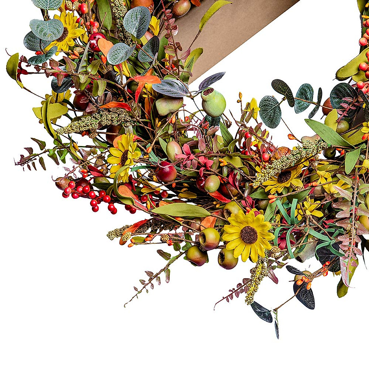 JINGHONG Artificial Spring Wreath 24 Inch Spring Front Door Wreath with Rich Berries and Flowers Large Wreaths for Front Door Outside Home Indoor Outdoor Decor