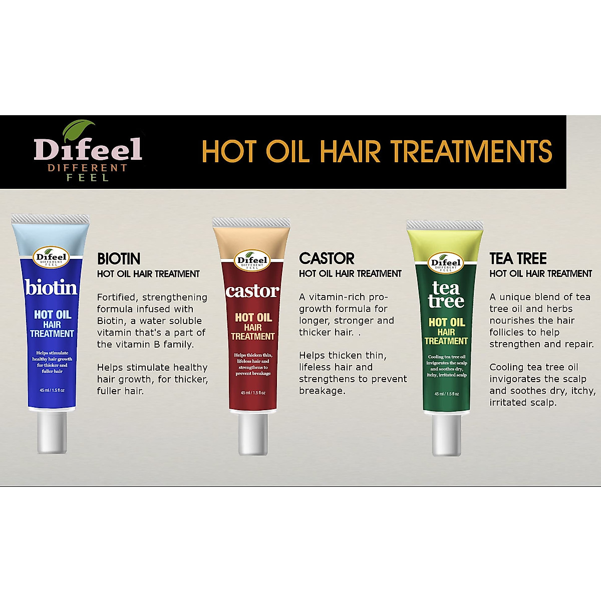 Difeel Hot Oil Hair Treatment with Jamaican Black Castor Oil 1.5 oz. (Pack of 2)