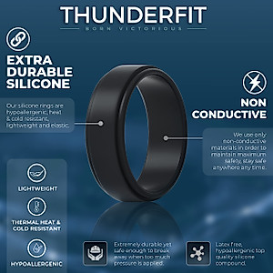 ThunderFit Silicone Wedding Ring for Men - 1 Ring (Black, 5.5-6 (16.5mm))