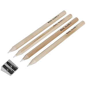 Pepperell Real Slate Chalk Pencils 5/Pkg W/Sharpener