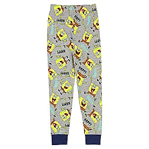 Spongebob Squarepants Boys 2 Piece Pajama Set with Slippers, Size 8 Navy