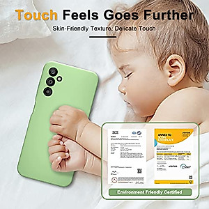 YENAPOON for Samsung Galaxy A14 5G Case and 2 Pack Tempered Glass Screen Protector, Slim Liquid Silicone Shockproof Protective Case - Mint Green