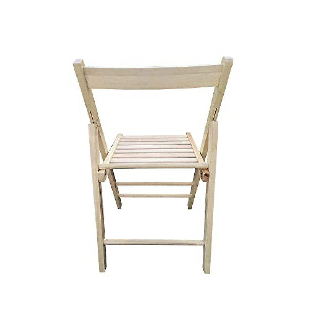 CIATRE Set of 2 Comfy Solid Wood Folding Chairs with Slatted Seat and Open Back - Fully Assembled for Indoor/Outdoor Events (Natural)