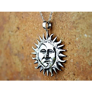 COSUMOSU 925 sterling silver Mexican Sun and moon Face Celestial Lunar Solar Pendant (Sun & Moon)