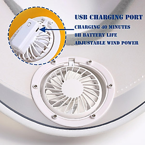 Sun Visors Hat with Fan, Rechargeable Hat with Fan Built in, Fan Hats for Women Kids with 3 Gear Wind Speed (as1, Alpha, one_Size, Black)