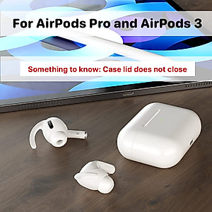 CharJenPro Patented Ear Hooks for AirPods Pro and AirPods 3 (3rd Generation). Stays in Ears, Ultra Comfortable, Covers Never Falls Off. (White & Translucent)