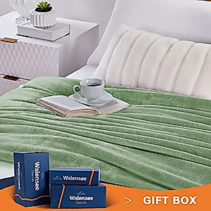 Walensee Fleece Blanket Plush Throw Fuzzy Lightweight (Throw Size 50x60 Sage Green) Super Soft Microfiber Flannel Blankets for Couch, Bed, Sofa Luxurious Warm and Cozy for All Seasons