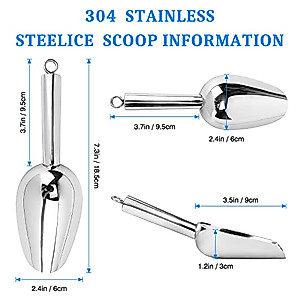 Metal Ice Scoop 2.4 Ounces, Popcorn Scoop, Dog Food Scoop, Small Stainless Steel Ice scooper for Ice Maker Ice Bucket Kitchen Freezer Bar Party Wedding, Heavy Duty, Dishwasher Safe (1Pack, Silver)