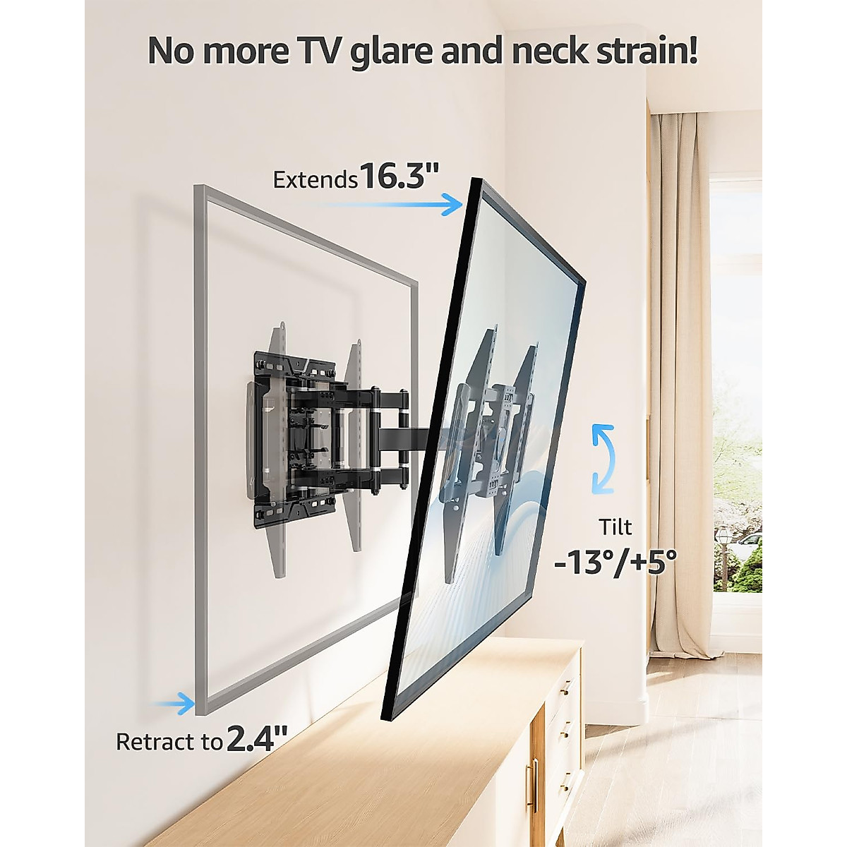 MOUNTUP Large TV Wall Mount for Most 37-82'' TVs, Premium Ball Bearings Design for Ultra-Slim OLED TVs Smooth Swivel & Extension, TV Mount Bracket Articulating Arm Holds 100LBS, Max VESA 600x400mm