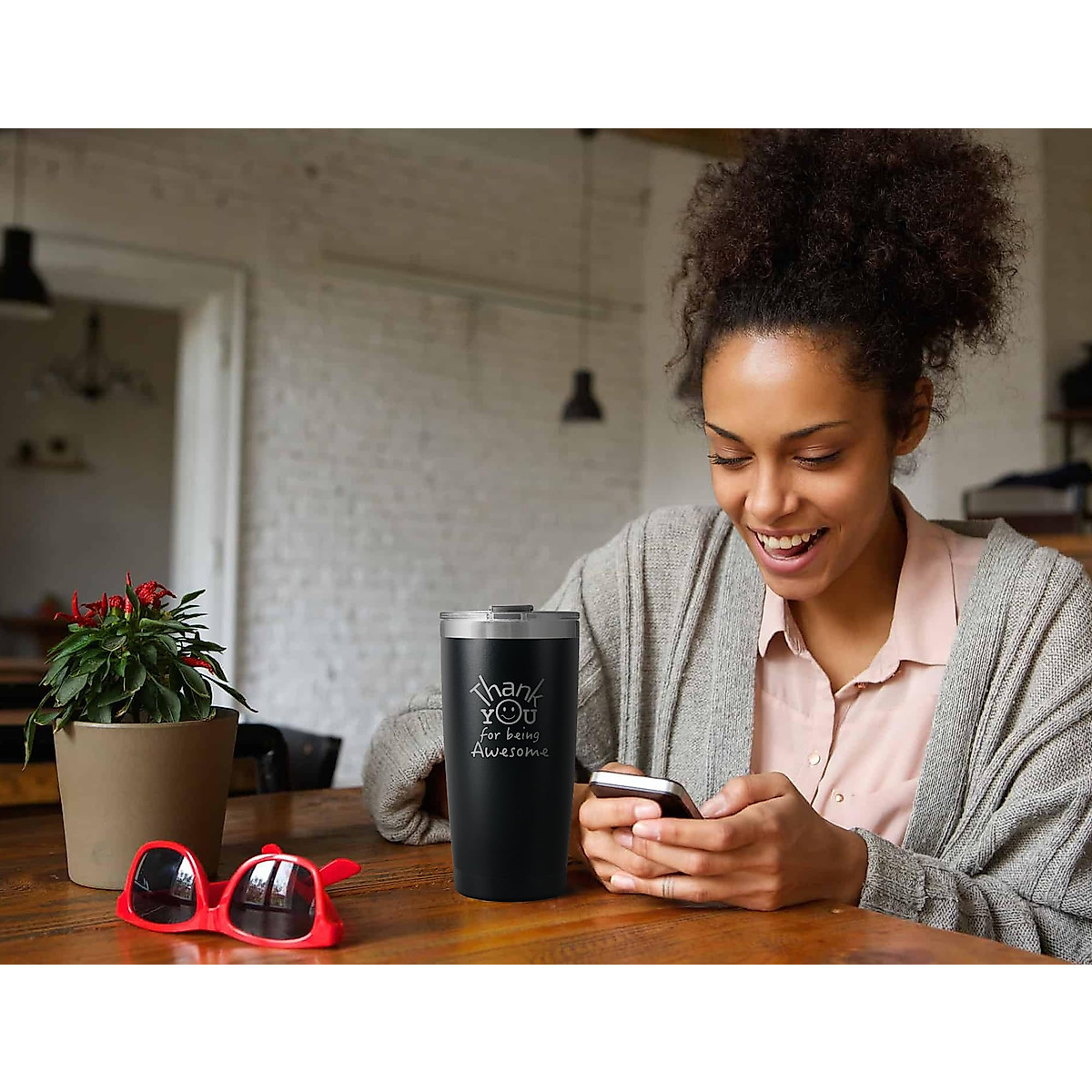 DLOCCOLD Thank You for Being Awesome Tumbler - Valentine's Day, Appreciation Gift for Coworkers, Employees, Teachers, Friends - Administrative Day, Black