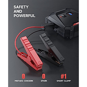 Car Jump Starter with Air Compressor, 2500A Peak 24000mAh Portable Jump Starter Car Battery Charger Moto Battery Booster Power Pack (All Gas or 8.0L Diesel) Emergency Auto Battery Booster Pack