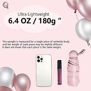 ALFROTEY Mini Folding Travel Umbrella for Rain Lightweight Small Compact Pocket Umbrella for Backpack and Purse Ideal Tiny Portable Travel Umbrella for Women and Girls (Pink, S)