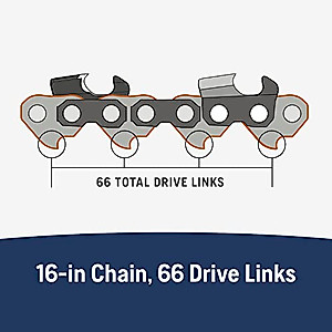 Husqvarna 531300437 H30 Chainsaw Chain 16" .050 Gauge .325 Pitch Kickback Low-Vibration, 16 inches, Orange/Gray