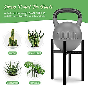 DTICON Adjustable Metal Plant Stand, Black Plant Stands Fit 8 to 12 Inches Pots, Mid Century Modern Corner Plant Stand, Heavy Duty Large Flower Single Tall Plants Holder for Indoor and Outdoor