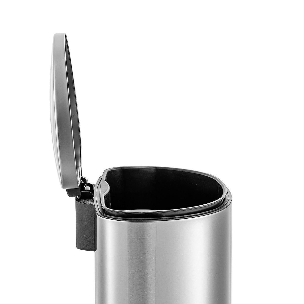 QUALIAZERO 50L/13 Gallon Stainless Steel Trashcan, Soft Close Lid & Smudge-Free Finish, Ideal for Home and Business Use, D Shape (Stainless Steel)
