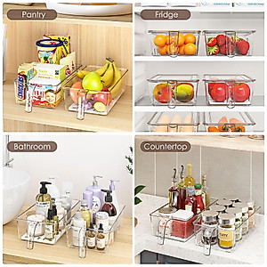 VIVAIVE 4 Pack Fridge Organizers and Storage,Clear Refrigerator Organizer Bins with Lids,Egg Container,Ice Cube Tray,Stackable Pantry Organizers with Removable Dividers,Ideal Fridge Organization