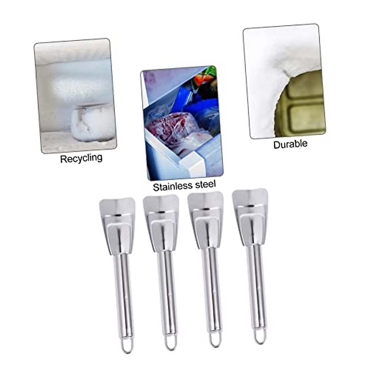 Happyyami 4pcs Stainless Steel Icing Spatula refrigerator for car stainless steel ice scoop squeegee for car Fridge Ice Remover fridge freezer Fridge Dredging Kit Refrigerator Ice Shovel arc