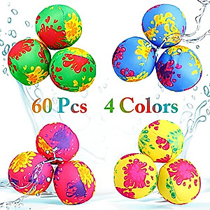 Leitee 60 Pcs 2 Inch Water Balls Reusable Pool Balls Mini Sponge Water Balls for Swimming Pool Absorbent Water Balls for Water Activities Beach Soaking Games Toys Party Favors Summer