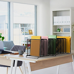 2 Pack - SimpleHouseware 5 Section Upright File Sorter Organizer, Black