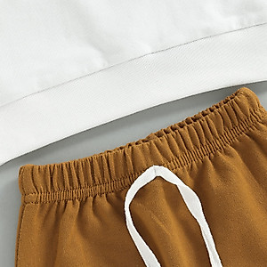 Rtnnsbbfcm Baby Boy Spring Fall Clothes Long Sleeve Color Block Patchwork Shirt Top Sweatpants 2Pcs Casual Outfit (18-24 Months,Black White Brown)