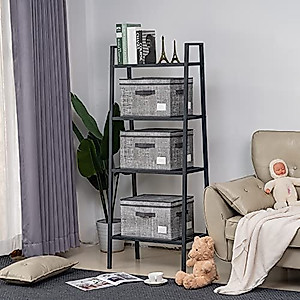 DOVAMY Fabric Storage Bins with Lids, Foldable Decorative Storage Boxes, Shelf Organizer for Closet, Storage Baskets, 15.7”L x 11.8”W x 9.8”H, Light Grey BDR0302