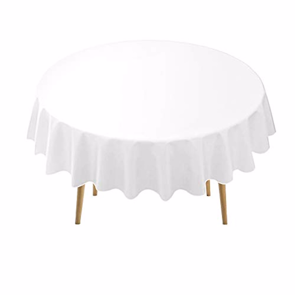 White Plastic Tablecloths 2 Pack Disposable Table Covers 84 Inch Circle Bridal Shower Party Tablecovers PEVA Solid Table Cloths for BBQ Picnic Birthday Wedding Banquet Parties 6 ft Round Table Use