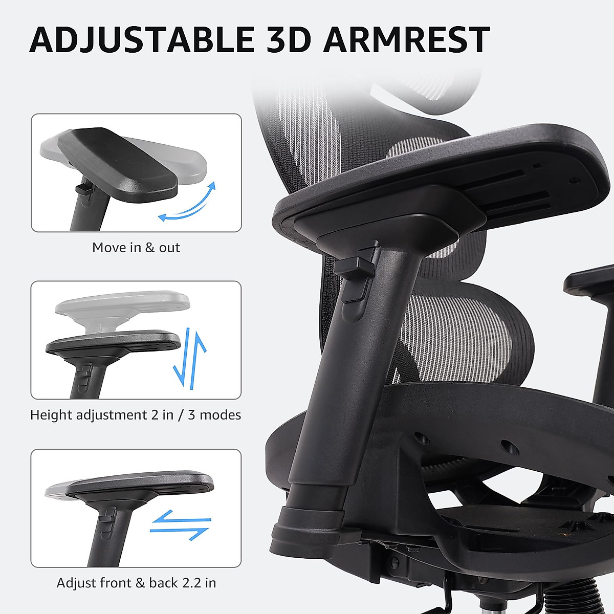 Ergonomic Office Chair with Lumbar Support, Rolling Desk Chair with 3D Adjustable Armrest Lumbar Support, Big and Tall Office Chair, Executive Swivel Chair, Wide Office Chair, 375LBS, Black