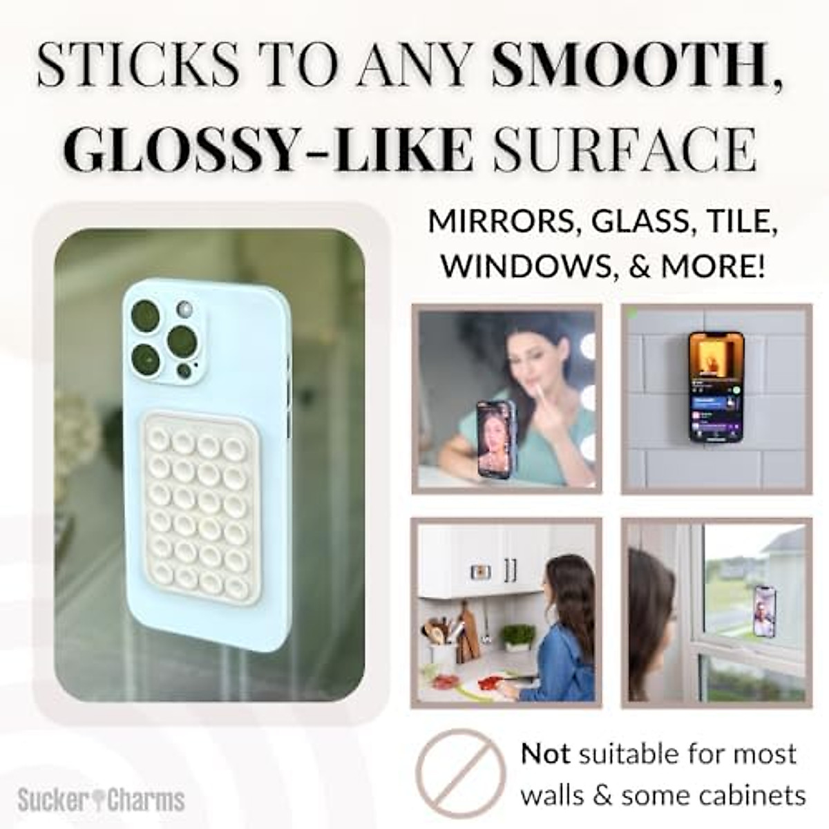 SuckerCharms Removable and Reusable Suction Cup Phone Mount/Patent Pending (Caramel Delight)