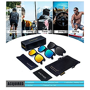 KALIYADI Sunglasses Men Polarized Sun glasses for Mens Womens Classic Matte Black Frame UV Protection 3pack(Grey/Green/Orange)