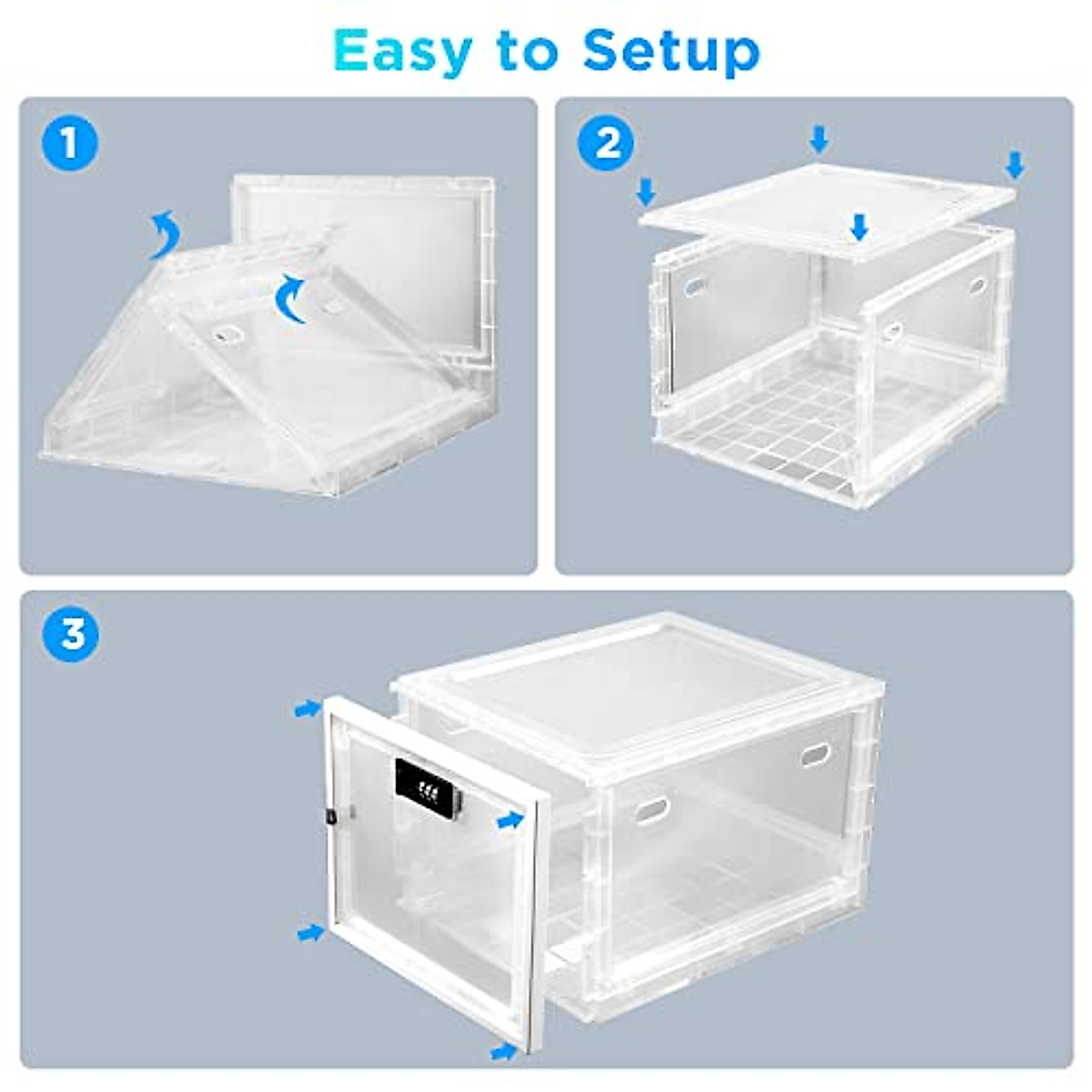 Lockable Storage Box, Medication Lock Box for Food, Medication, Phone Safety, Transparent Locking Medicine Box Container for Kitchen, Home, Office, 11.9 * 9.3 * 7.6inches Clear Storage Bin