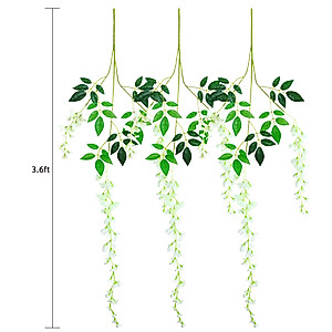 TINGE TIME Wisteria Artificial Flowers Garland, 12Pcs Artificial Wisteria Vine Silk Hanging Flower for Home Garden Outdoor Ceremony Wedding Arch Floral Decor