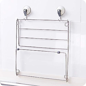 Yizhichu1990 Stainless Steel Rag Drying Racks,Kitchen Bathroom Punch-Free Folding Towels Dish-Towels Storage Rack Stand Holder (1)