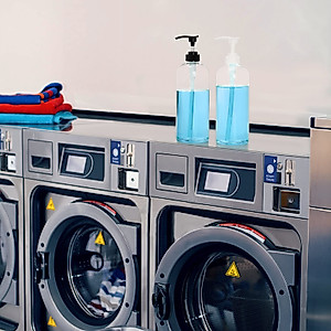 Bekith 16 Pack Empty Lotion Bottles with Black and White Pumps, 8oz Plastic Clear Round Bottles Containers for Creams, Hand Soap, Body Wash