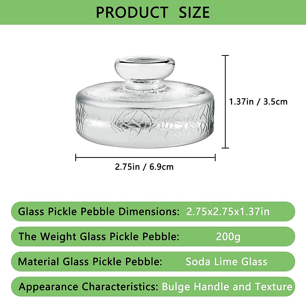Artcome 4-Pack Glass Fermentation Weights with Easy Grip Handle and Unique Texture Design for Large Wide Mouth Mason Jars
