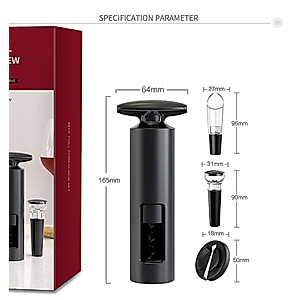 Operated Wine Bottle Corkscrew Opener Sets with Foil Cutter, Wine Aerator Pourer, Vacuum Stoppers, Self-Pulling Reusable Wine Bottle Openers with Accessories Home Party Christmas Gift(4-in-1 Set)