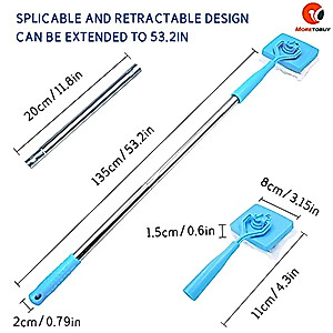 Baseboard Cleaner Tool with Handle 5 Reusable Cleaning Pads by No-Bending Mop Baseboard Cleaner Tool Long Handle Adjustable Baseboard Molding Tool for Bathroom Microfiber Cleaning