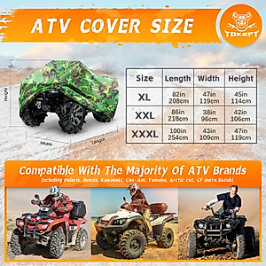 Tokept ATV Waterproof Cover, 210D All Weather Protection Quad Bike Cover from Snow, Rain or Sun, Fits up to 86 Inch 4 wheelers (Camouflage XXL)