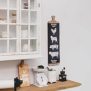 NIKKY HOME Farmhouse Wall Decor Farm Fresh Butcher Shop Meat Cuts Prints Butchers Selection Chart Guide Diagram Beef Pork Chicken Cuts Restaurant Plaque Sign