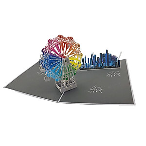 Kiripop Ferris Wheel Love Pop Up 3D Greeting Card - Handcrafted 6x8 Inch - Ideal for Mother's Day, Father's Day, Birthdays, Anniversaries, Graduations, and All Occasions