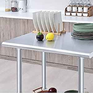 ROCKPOINT Stainless Steel Table for Prep & Work 30x24 Inches, NSF Metal Commercial Kitchen Table with Adjustable Under Shelf and Table Foot for Restaurant, Home and Hotel