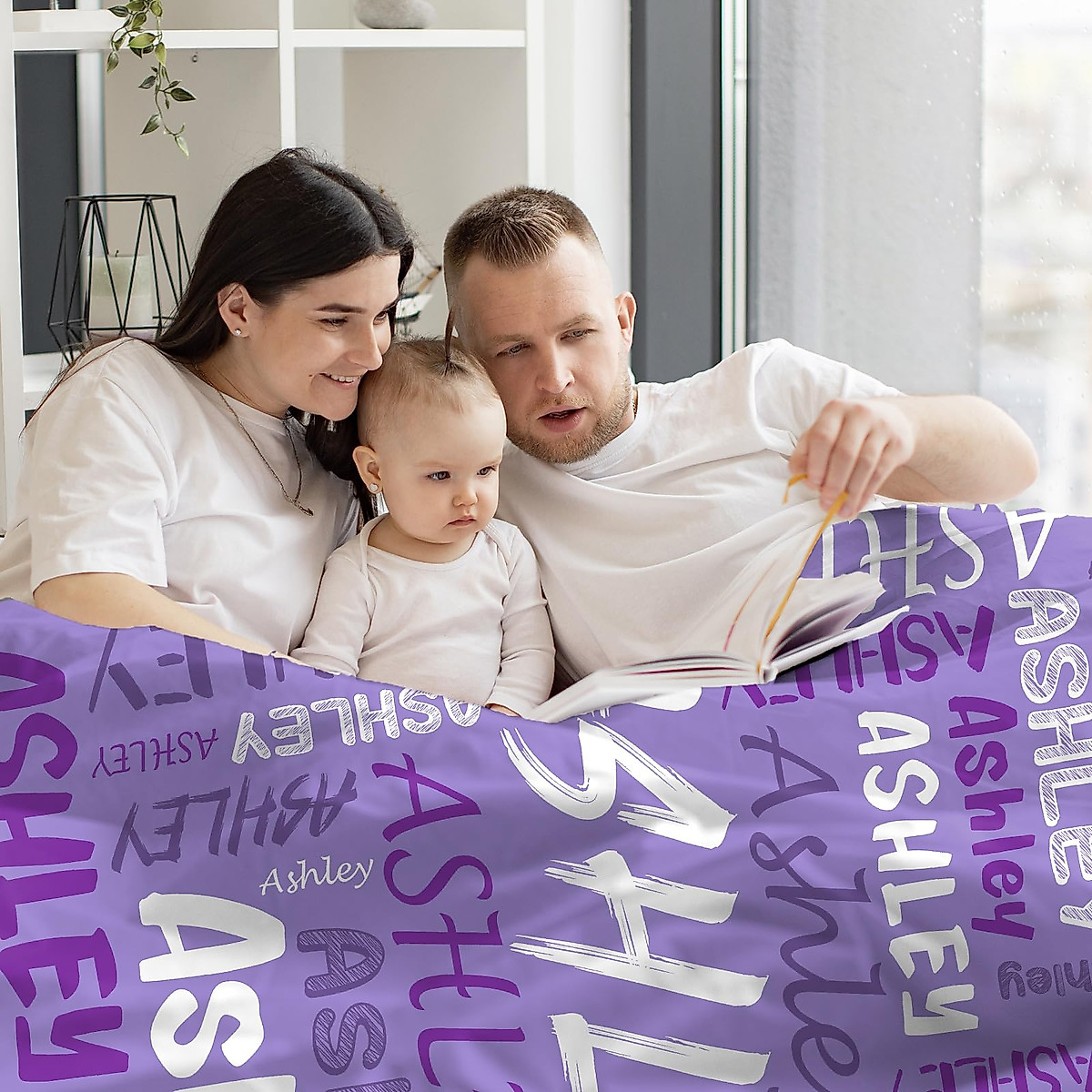 Personalized Name Blanket, Custom Purple Fleece Throw Blanket with Name for Kids Boys Girls Baby Men Women, Customized Light Soft Flannel Blanket Gift for Christmas Birthday Halloween