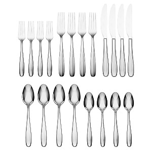 Oneida Oakwood Piece Everyday Flatware Set, 20 Count, Metallic