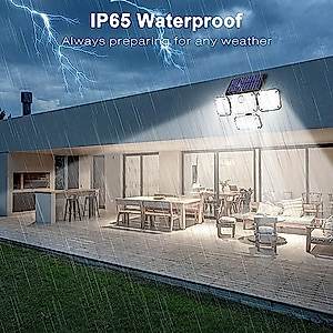 HELLYMOON Solar Flood Lights Outdoor, 3000LM 6500K 333 LED Security Lights with Remote Control, 4 Heads 3 Modes 270° Angle Motion Sensor Lights, IP65 Waterproof, for Porch Yard Garage (333 Beads)