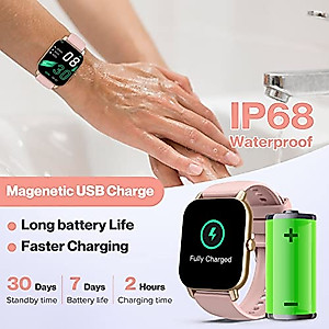 Aptkdoe Smart Watch, Fitness Tracker with Dail Calls Speaker, 1.85" Touch Screen IP68 Waterproof Smartwatch, 112 Sport Modes Activity Tracker with Heart Rate Monitor, Pedometer Watch for Women Pink