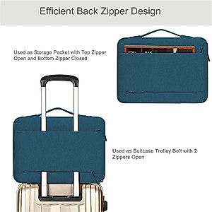 MOSISO 360 Protective Laptop Sleeve Compatible with MacBook Air 13 inch M3 M2 M1 2024-2018 / Pro 13 inch 2024-2016 / Surface Pro 9/8/7/6/X/5/4/3, Polyester Bag with Pockets&Belt, Deep Teal