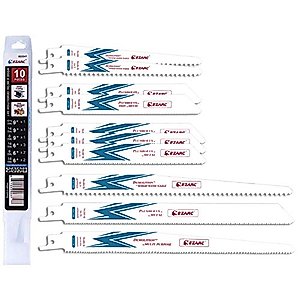 EZARC 10-Piece Reciprocating Saw Blade Set, M42 Bi-Metal Demolition Sawzall Blade Set, Metal & Wood Cutting Saw Blades