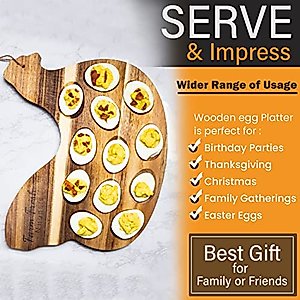 Keesh Coop Deviled Egg Platter - Deviled Egg Holder Countertop - Egg Container - Deviled Egg Tray - Wooden Egg Holder - Chicken Egg Holder - Deviled Egg Carrier - Egg Tray 12 Holes