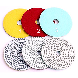 casaverde 4 Inch with 2.5mm Thickness Dry/Wet 3 Step Polishing Pads for Granite Marble Concrete Stone