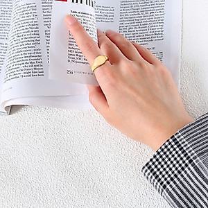 Jude Jewelers Stainless Steel Classical Simple Plain Oval Shape Signet Style Pinky Wedding Statement Promise Anniversary Ring (Gold, 4)