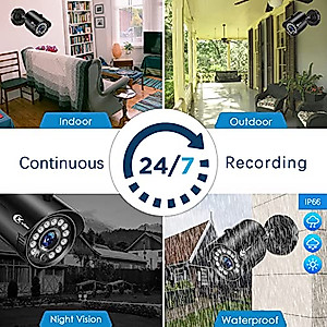 XVIM 1080P Wired Security Cameras System - 8CH Home Security Camera System DVR(No Hard Drive), 8PCS Security Cameras, IP66 Waterproof Outdoor Camera System, Night Vision, Motion Detect, APP Access